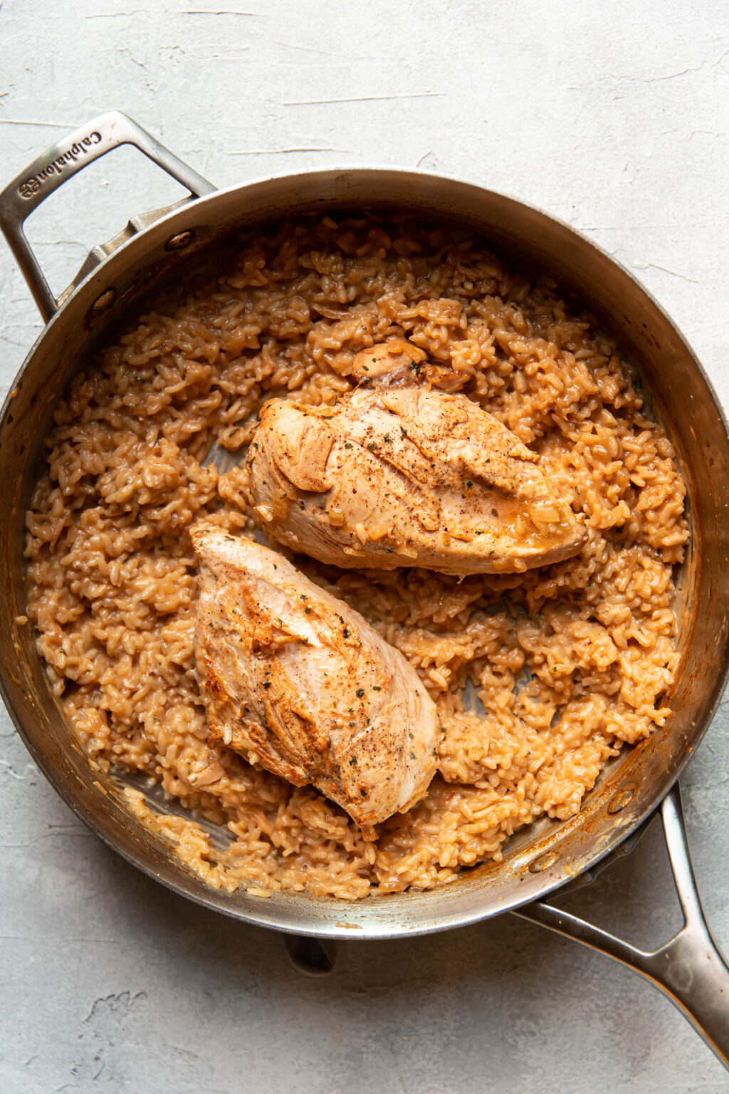 One Pan Buttermilk Baked Chicken Risotto - Modern Crumb