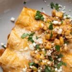 Crock Pot Chicken Enchiladas With Elote Mexican Street Corn - Modern Crumb