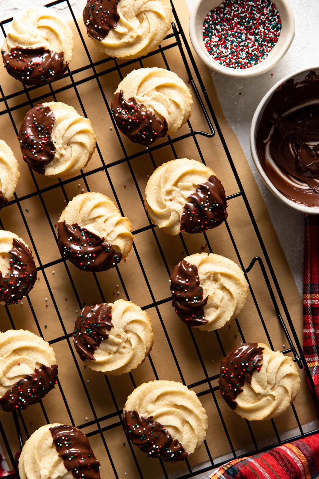 Chocolate Dipped Butter Cookies - Modern Crumb