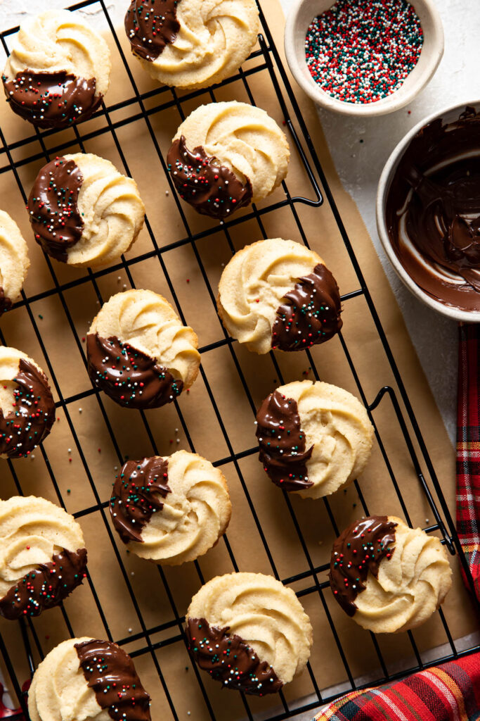 Chocolate Dipped Butter Cookies - Modern Crumb