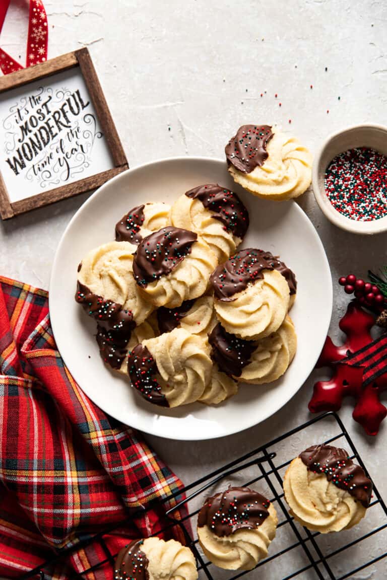 Chocolate Dipped Butter Cookies - Modern Crumb