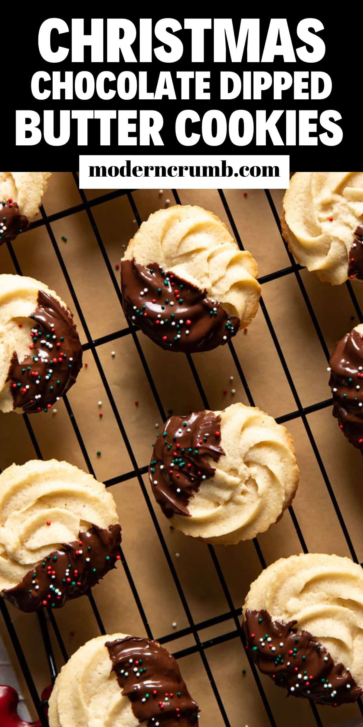 Chocolate Dipped Butter Cookies - Modern Crumb