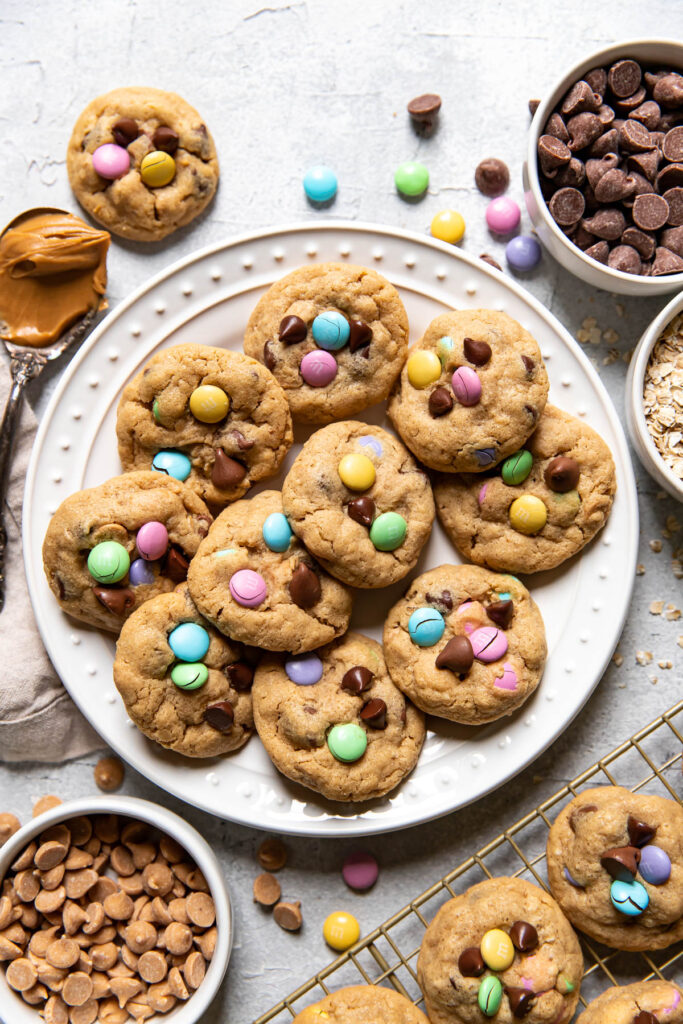 Easter M&M Monster Cookies - Modern Crumb